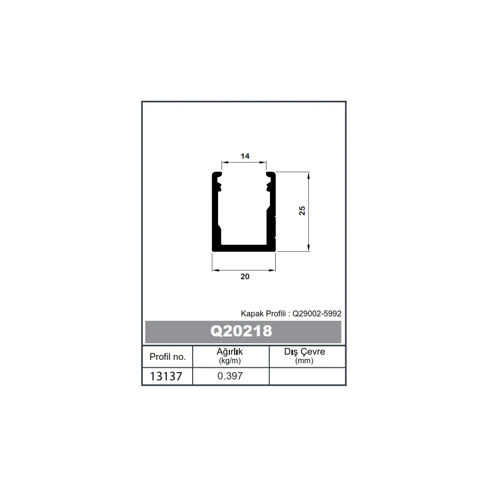 Профил За Квадратни Парапет 20 x 25 - 1,8 mm
